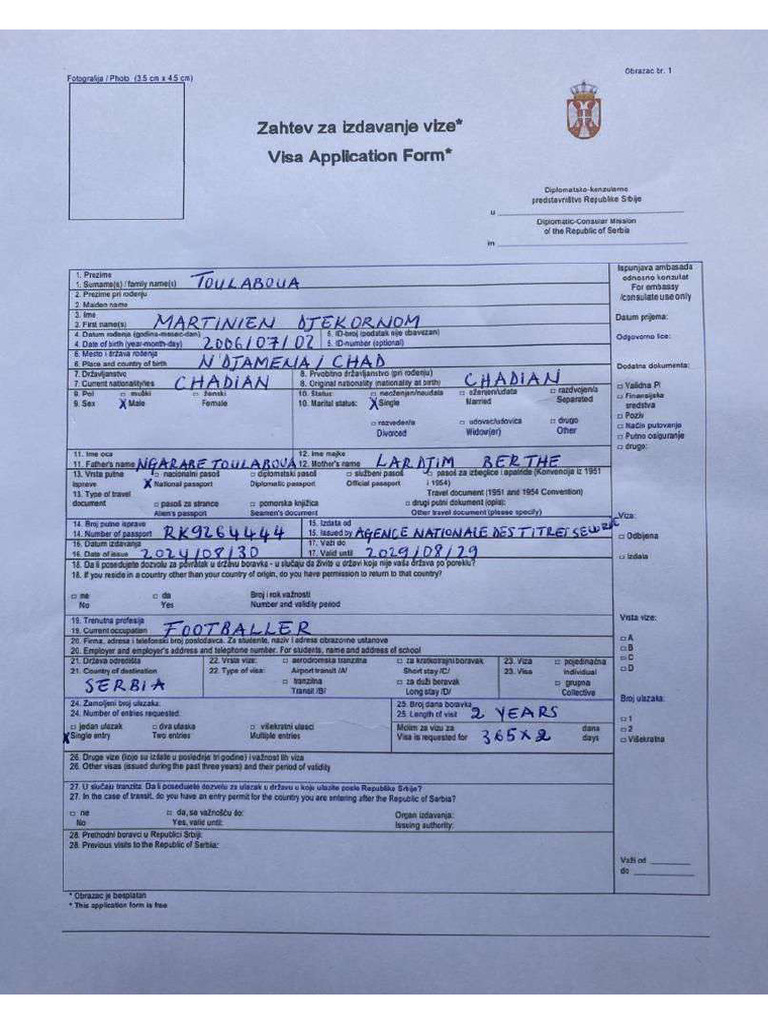 Completed Application Form | PDF