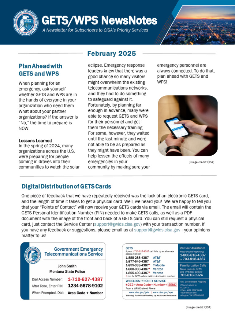 CISA GETS/WPS Emergency Preparedness Guide | PDF | Personal ...