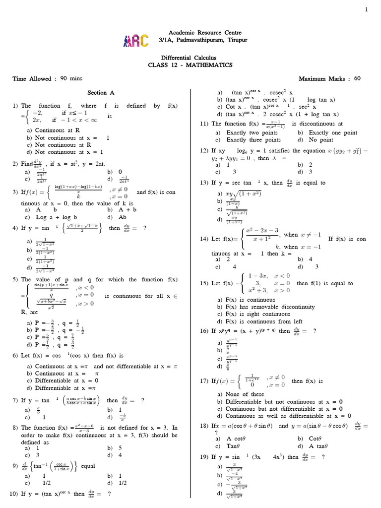 Differential Calculus | PDF | Mathematical Analysis | Mathematics