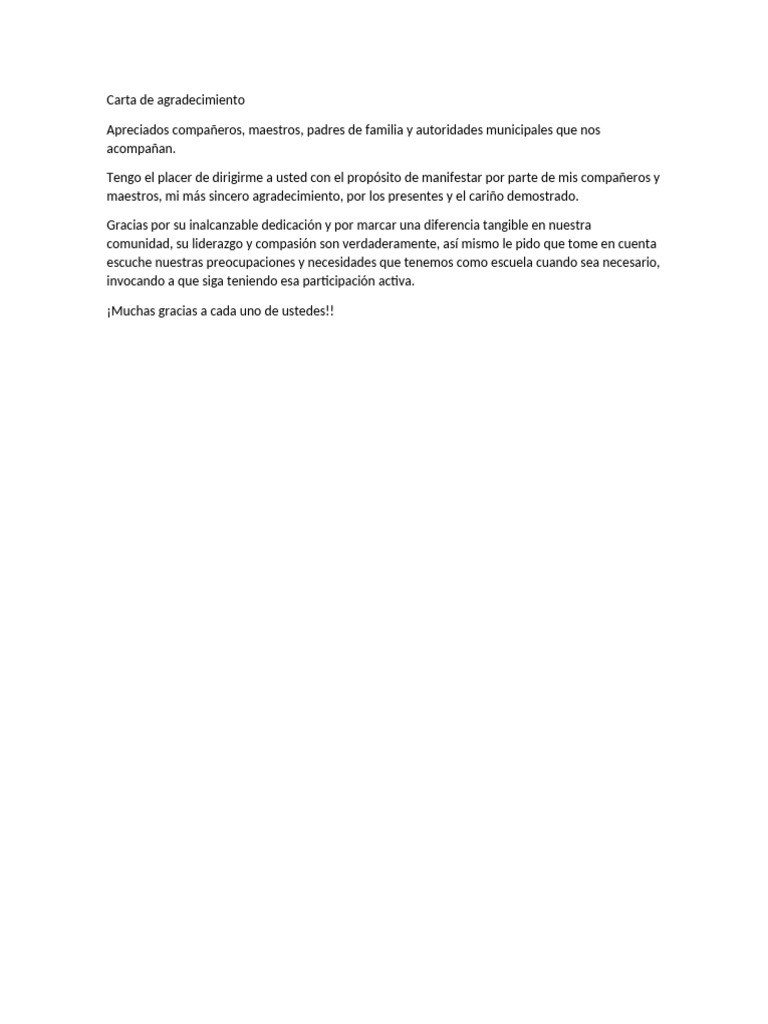 Carta de Agradecimiento | PDF