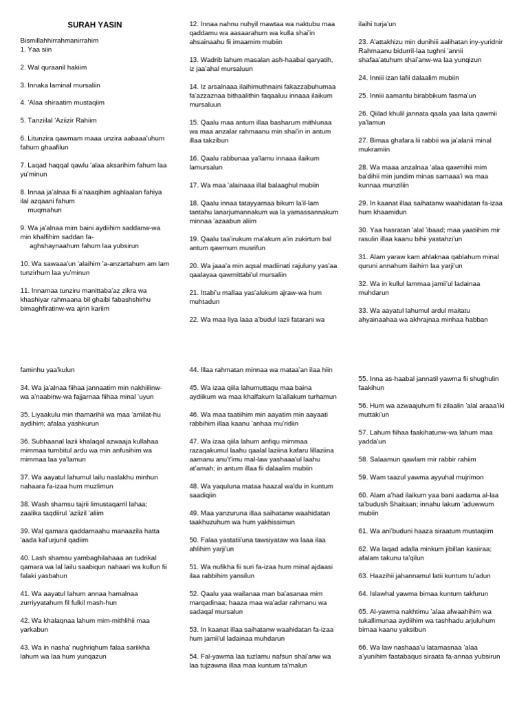 Surah Yasin Latin | PDF