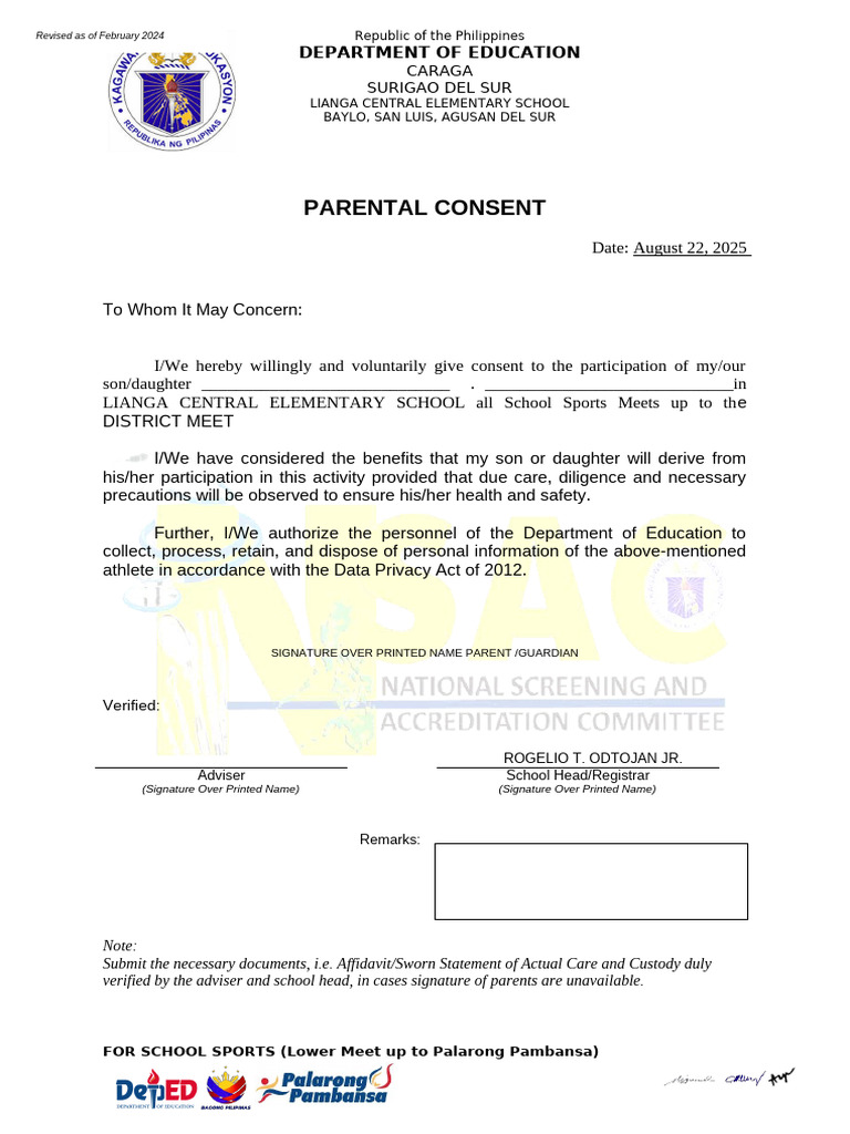 2024 Parents Consent Revised 2 | PDF