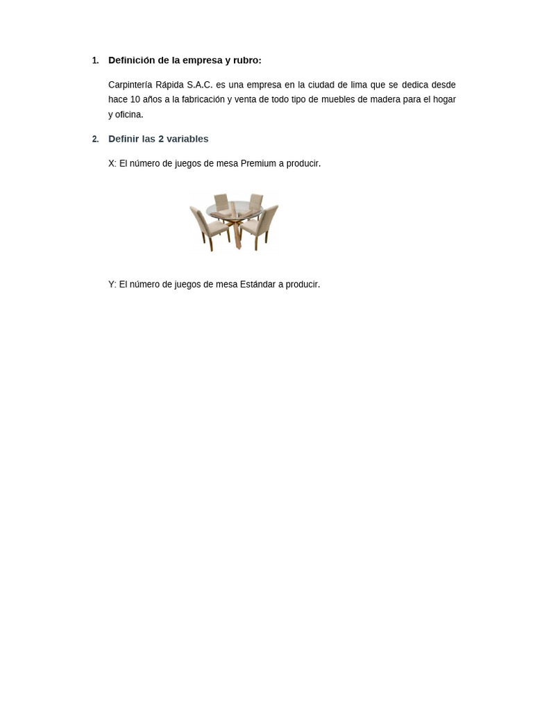 Definición de La Empresa y Rubro | PDF | Matemáticas Aplicadas