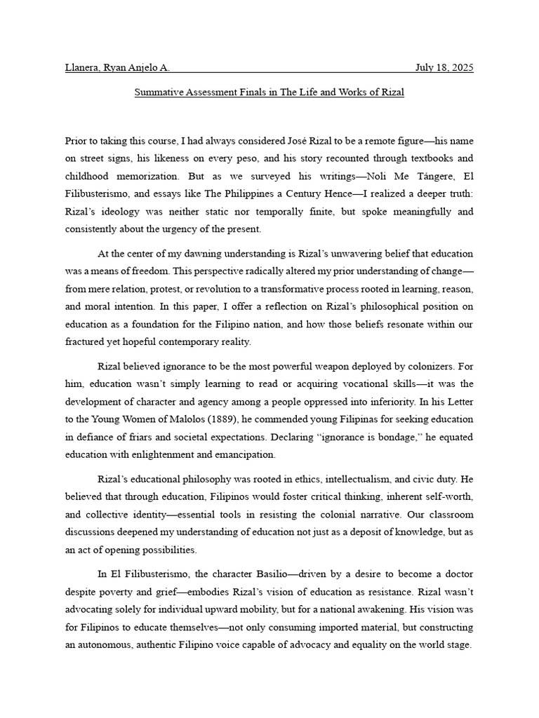 Llanera Ged0122 Sa2-Final | PDF | Philippines | Philosophy Of Education