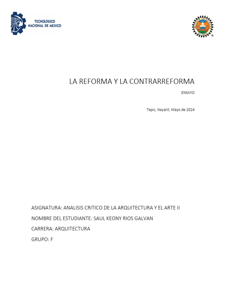 La Reforma y La Contrarreforma | PDF | Contrarreforma | Iglesia Católica