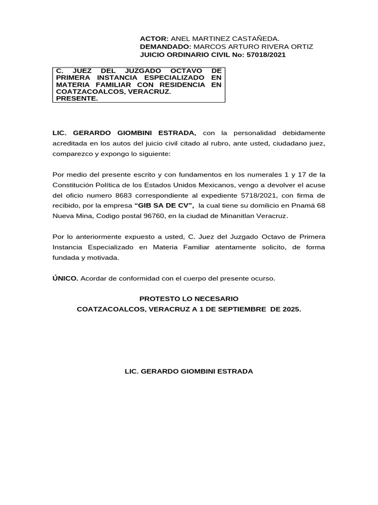 DEVOLVER ACUSE OCURSO | PDF