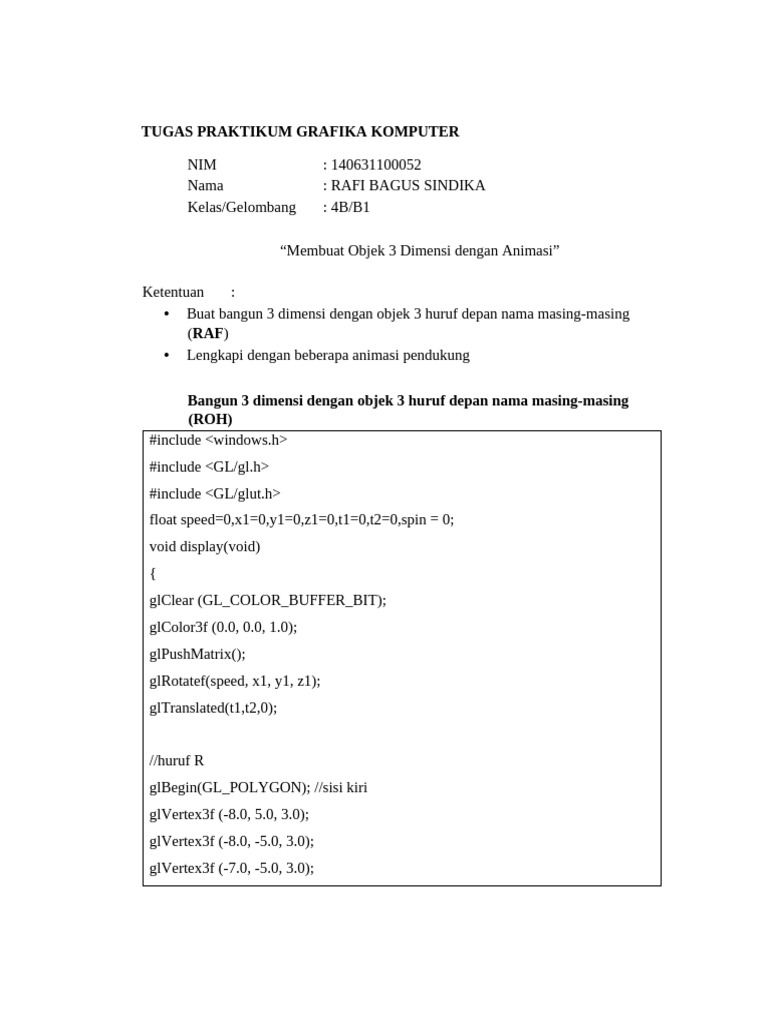 Tugas Komgraf Modul2 B1 140631100052 | PDF | Computer Programming | Software Engineering