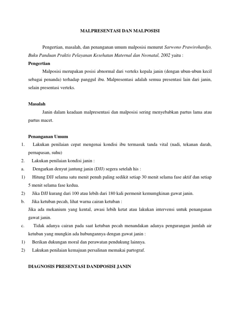 Malpresentasi Dan Malposisi | PDF | Pengembangan Diri | Kesehatan Holistik