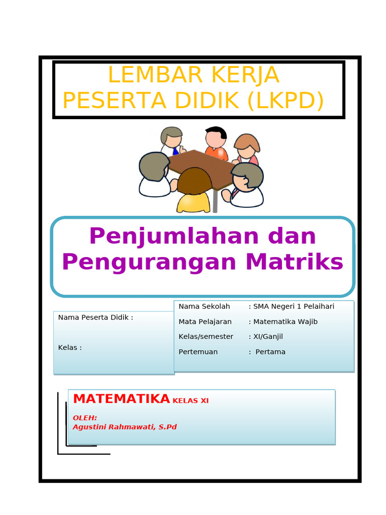 LKPD Penjumlahan Dan Pengurangan Matriks Fix | PDF