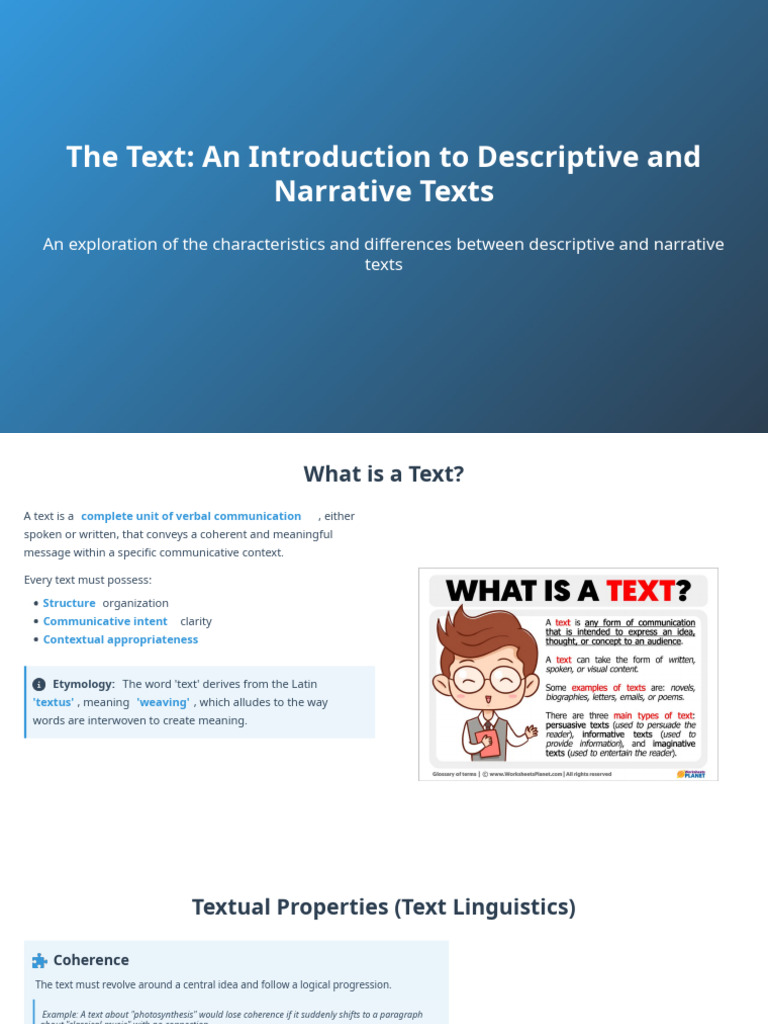 Descriptive vs. Narrative Texts Explained | PDF | Narrative | Linguistics