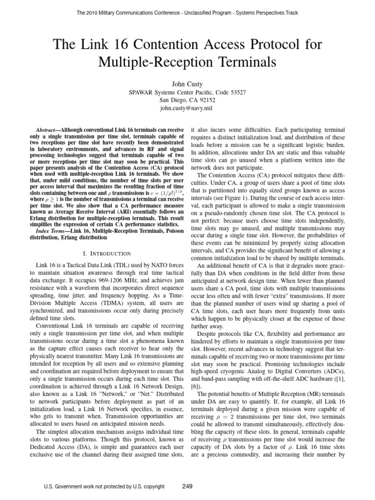 The Link 16 Contention Access Protocol For | PDF | Probability Distribution | Poisson Distribution