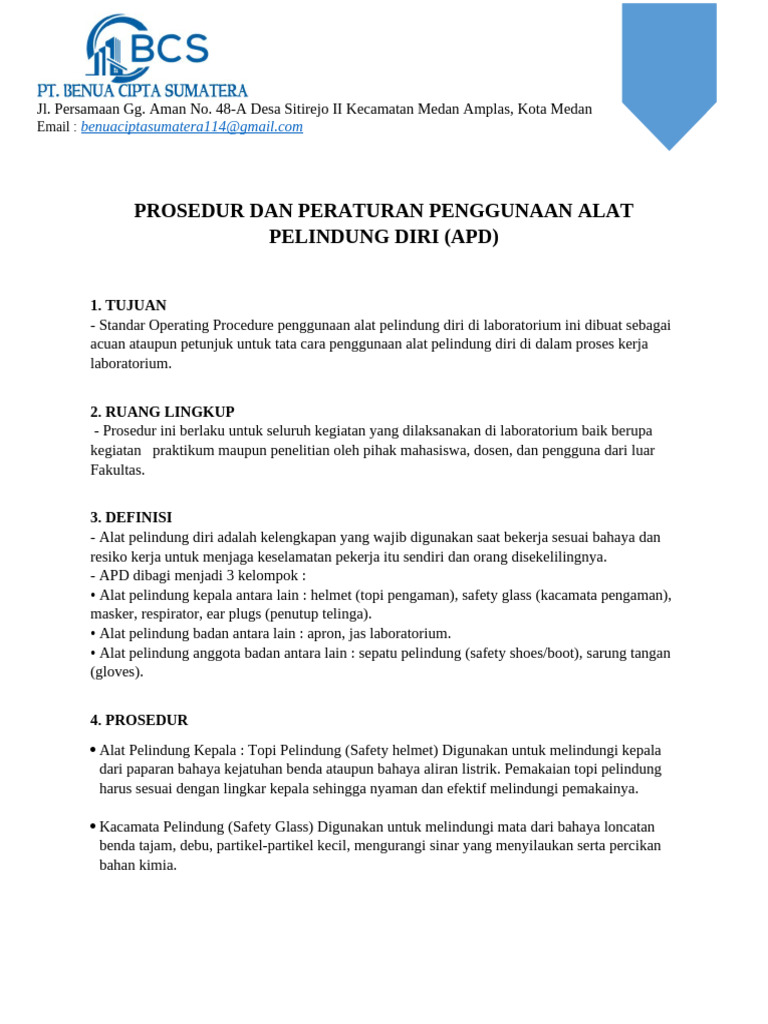 Prosedur Penggunaan APD di Laboratorium | PDF