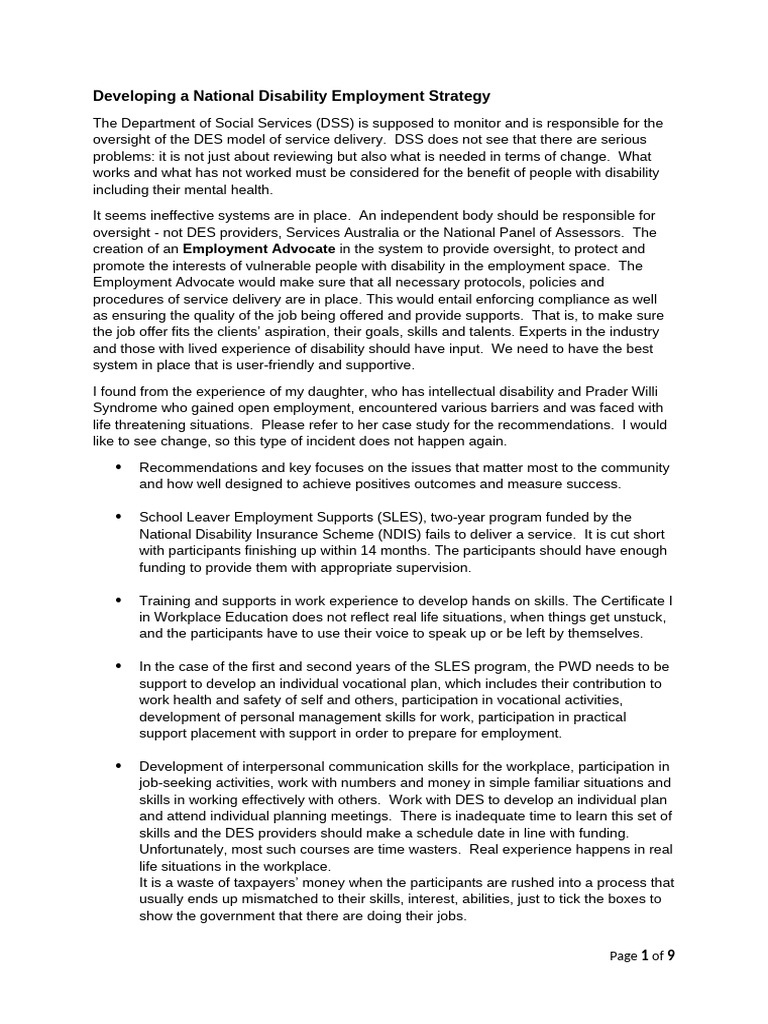 National Disability Employment Strategy Review | PDF | Employment ...