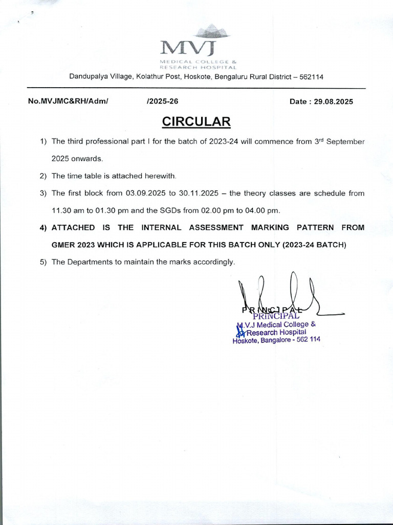 Circular 3rd Prfessional Part 1 Time Table - 0001 | PDF