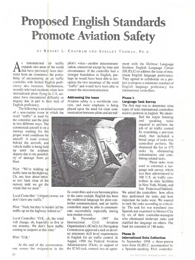 Proposed English Standards Promote Aviation Safety | PDF