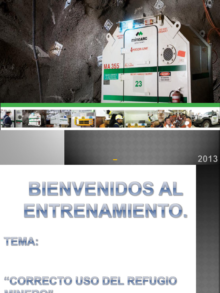 Refugio Minero: Seguridad Subterránea | PDF | Oxígeno | Combustión