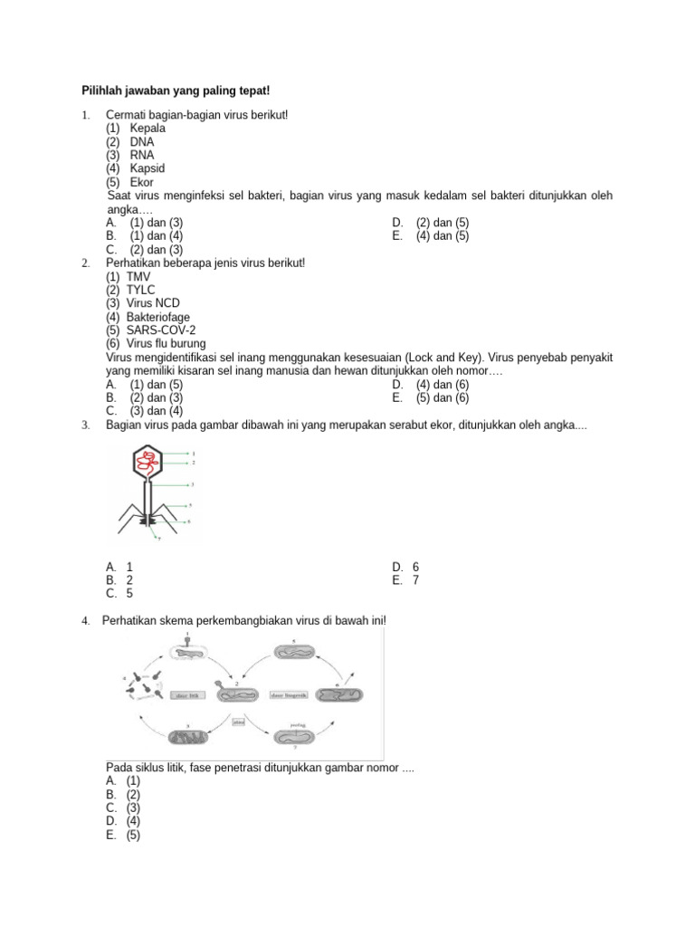 Soal Pilihan Ganda tentang Virus dan Replikasinya | PDF