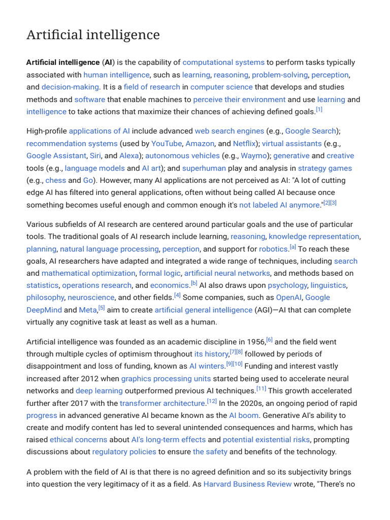 Artificial Intelligence - Wikipedia | PDF | Artificial Intelligence ...