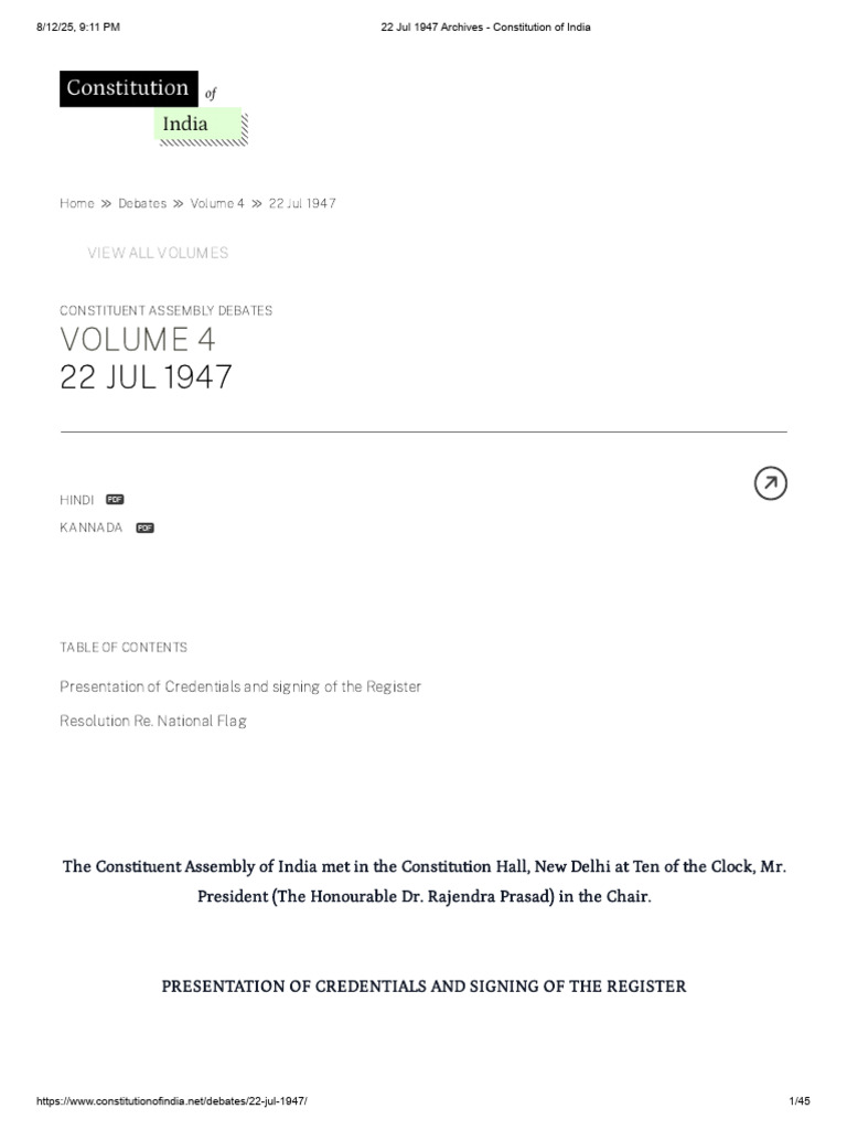 22 Jul 1947 Volume 4 Constitution Assembly Debates | PDF | Jawaharlal Nehru
