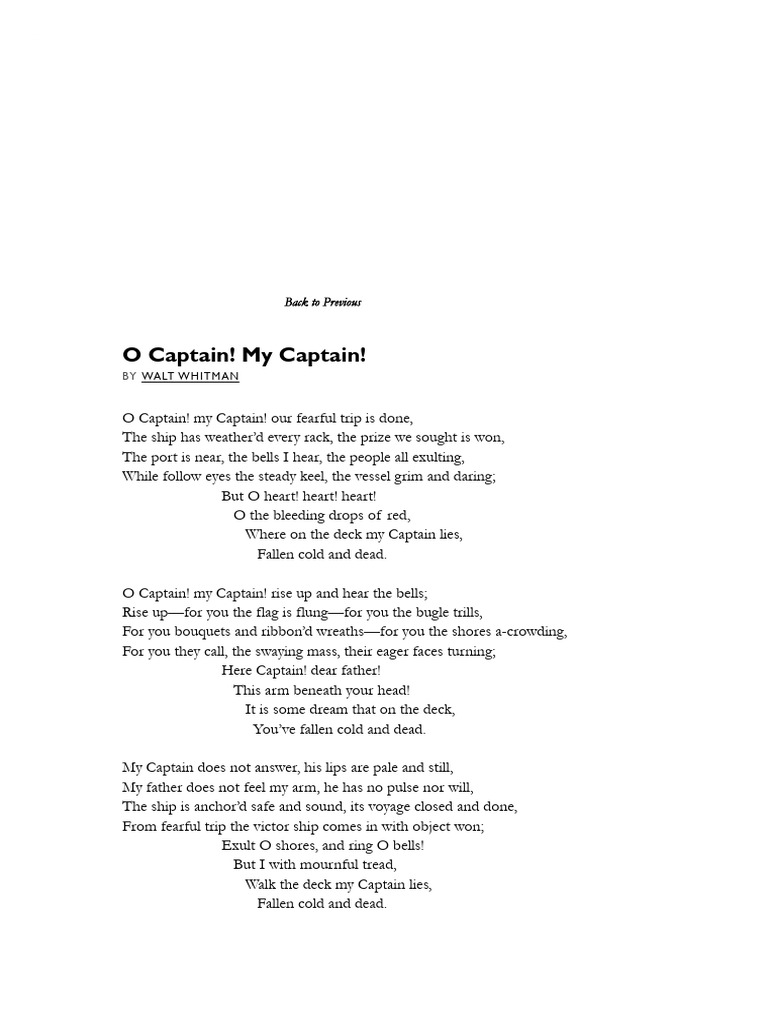 Walt Whitman's "O Captain! My Captain!" | PDF