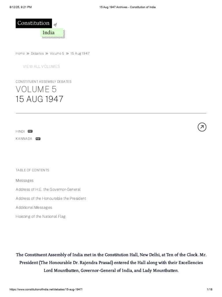 15 Aug 1947 Volume 5 Constitution Assembly Debates | PDF | Jawaharlal ...