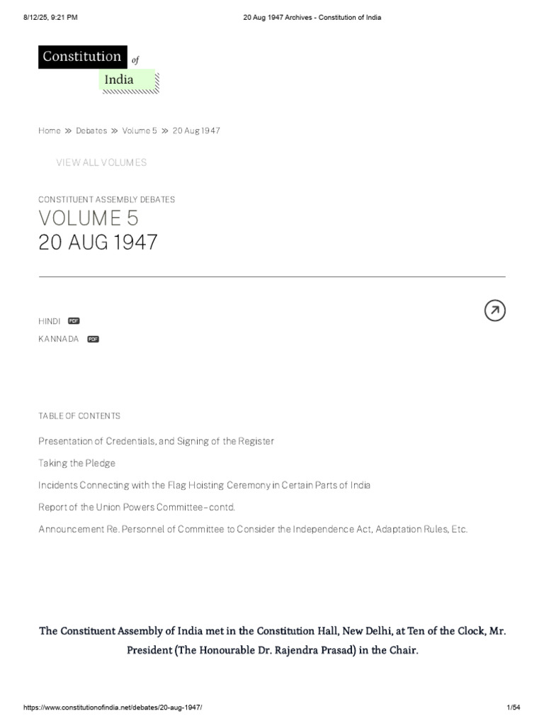 20 Aug 1947 Volume 5 Constitution Assembly Debates | PDF | Committee ...