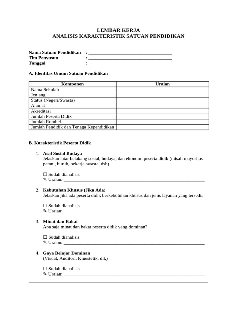 Analisis Karakteristik Satuan Pendidikan | PDF