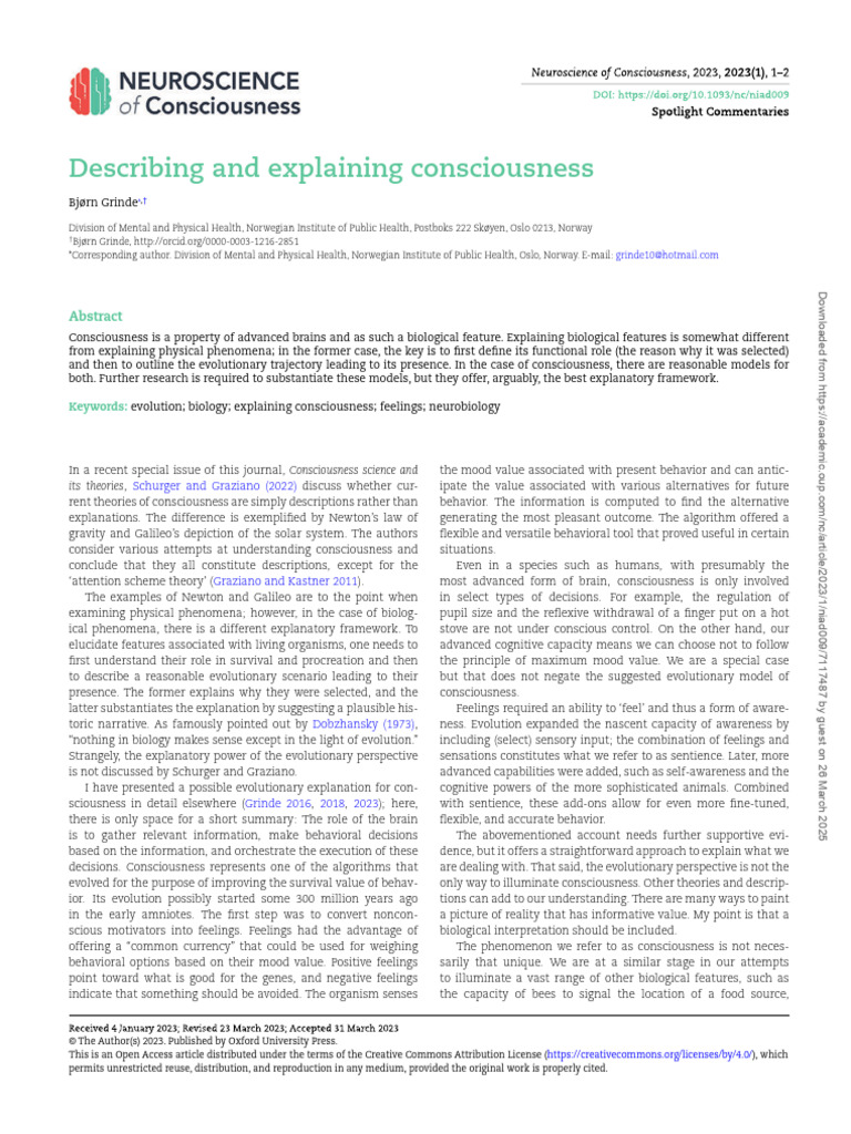 Understanding Consciousness Evolution | PDF | Consciousness | Evolution