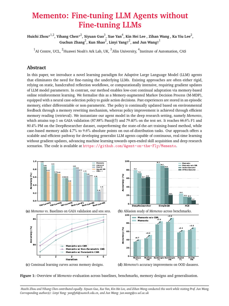 Memento: Fine-Tuning LLM Agents Without Fine-Tuning Llms | PDF | Learning | Machine Learning