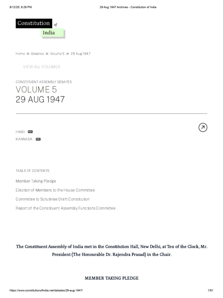 29 Aug 1947 Volume 5 Constitution Assembly Debates | PDF | Bill (Law ...