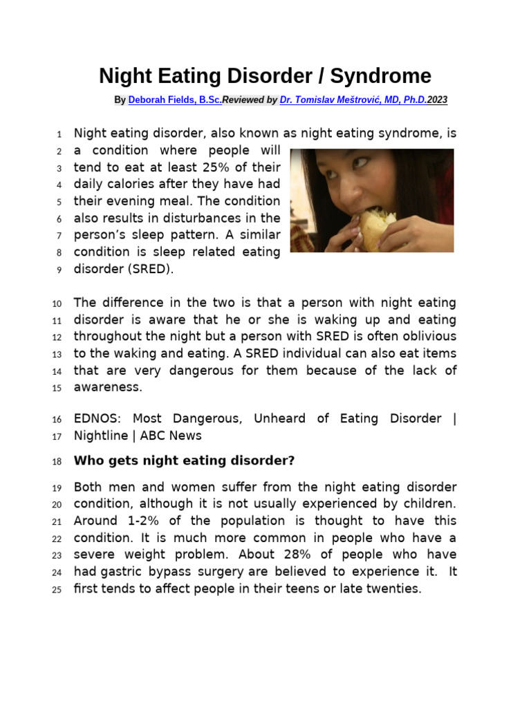 Understanding Night Eating Disorder | PDF | Mental Disorder | Eating