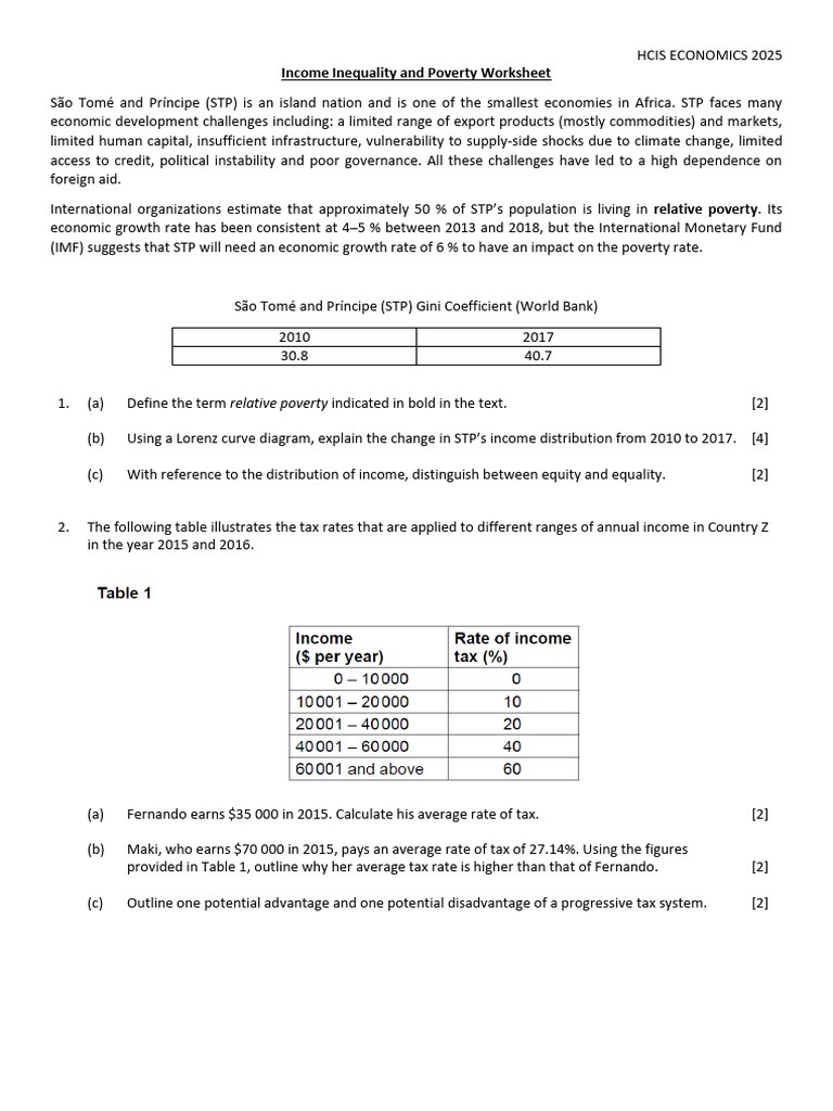 Income Inequality in São Tomé and Príncipe | PDF | Income Distribution ...