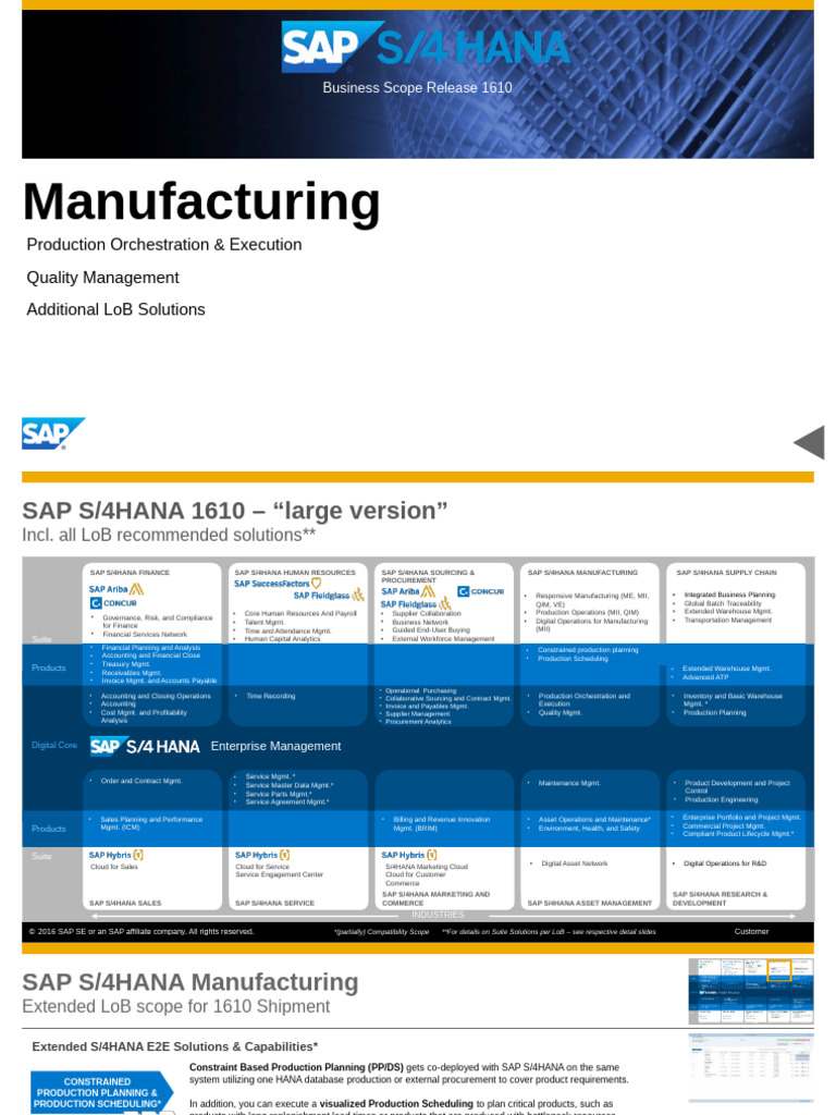 S4HANA_1610_Manufacturing_for_Planning_and_Scheduling_ | PDF | Business | Computing