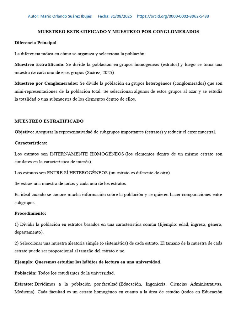 Muestreo Estratificado y Muestreo Por Conglomerados | PDF | Muestreo ...