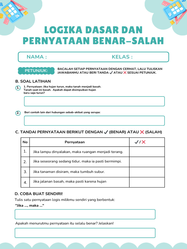 Contoh Pernyataan Logika Dasar | PDF