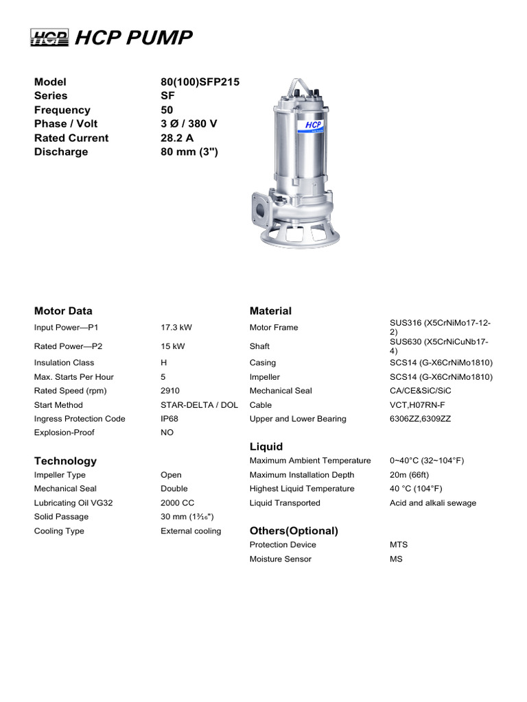 HCP 80 (100) SFP215 1CB | PDF | Liquids | Mechanical Engineering
