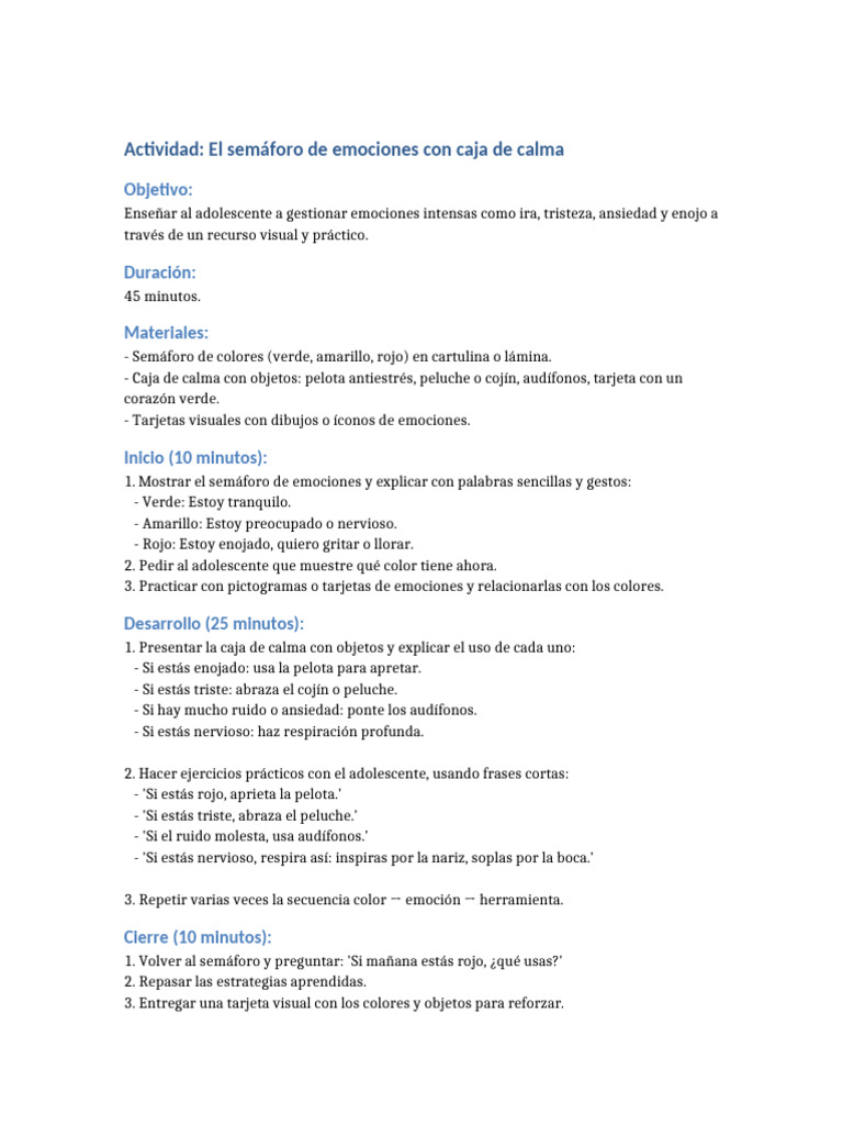 Actividad Gestion Emociones | PDF