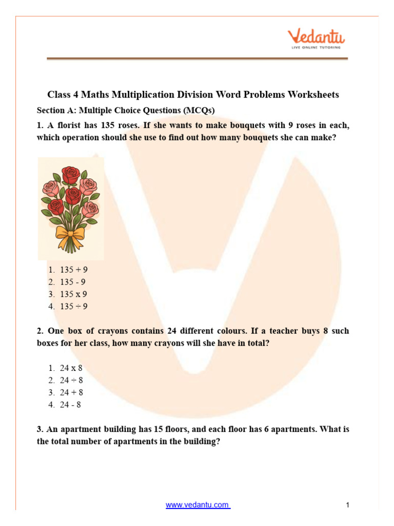 Class 4 Multiplication & Division Worksheet | PDF | Chess Theory | Chess