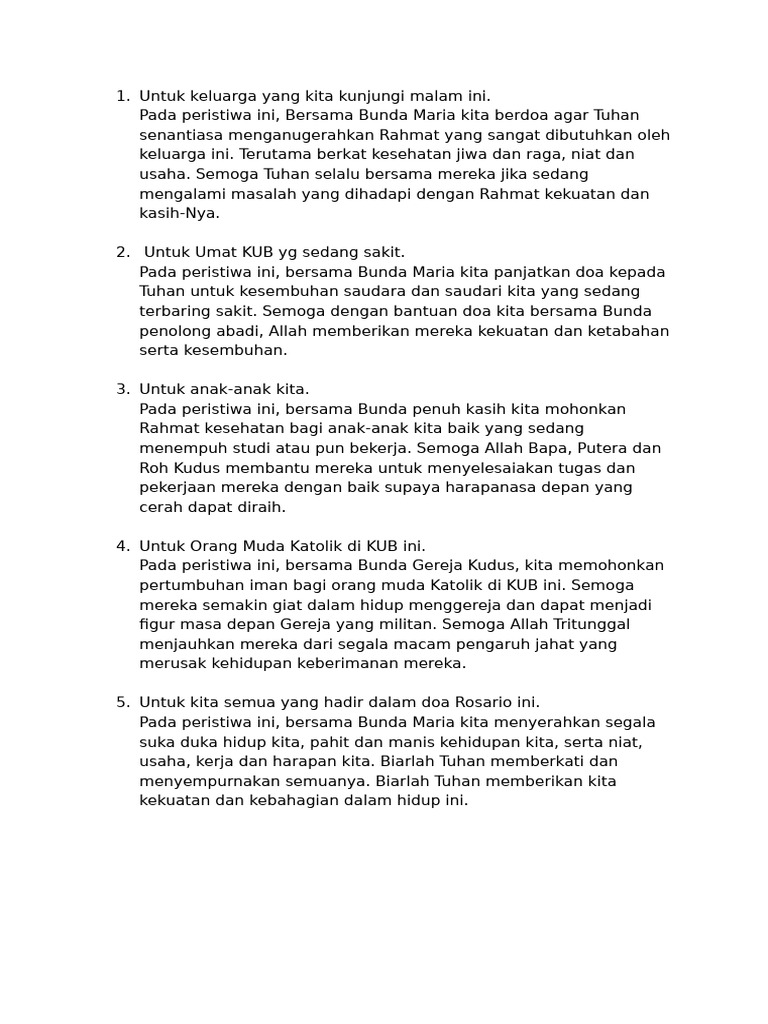 Doa Rosario untuk Keluarga dan Anak-anak | PDF