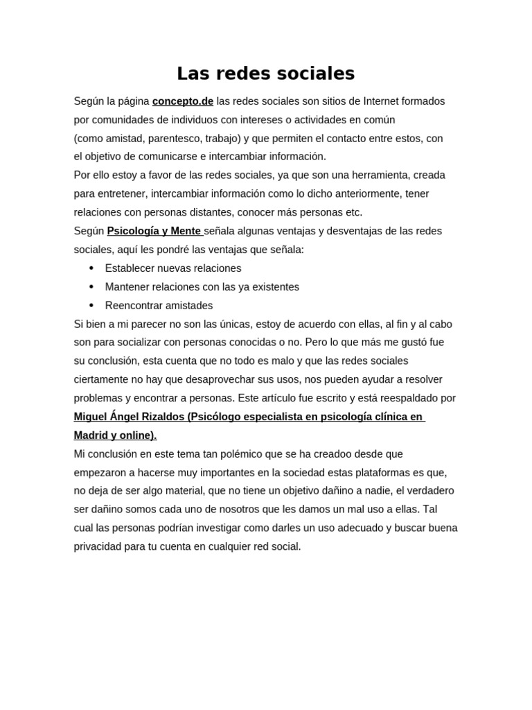 Argumento Las Redes Sociales | PDF
