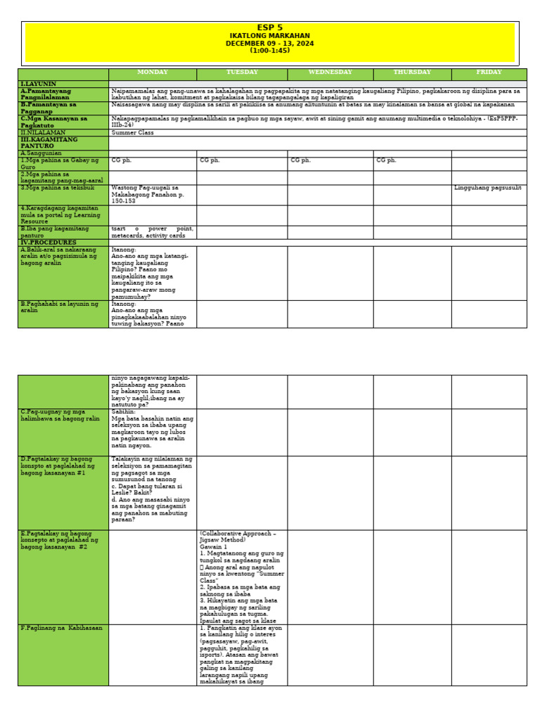 DLL - Esp 5 - Q3 - W2 | PDF