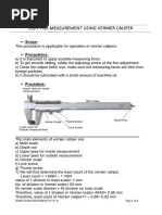 Work Instruction For Calibration - Vernier Caliper | PDF