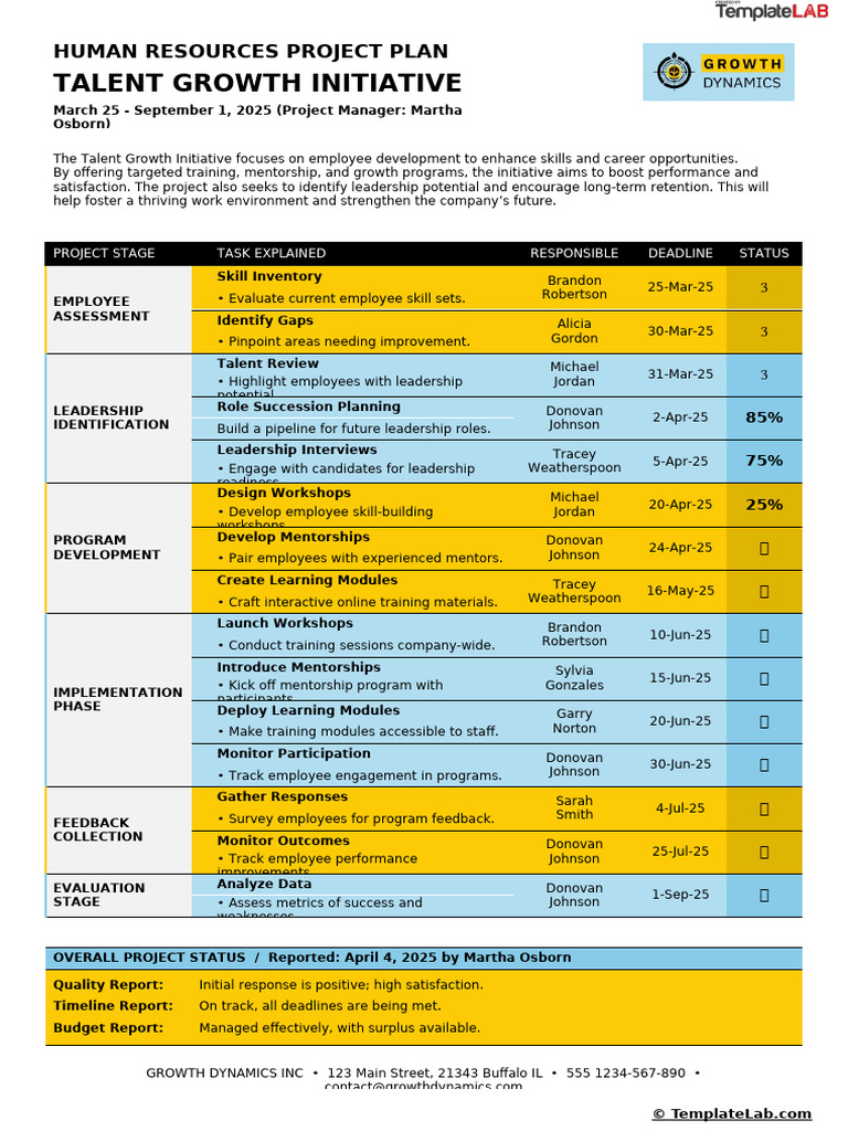 HR Project Plan Template | PDF | Mentorship | Leadership