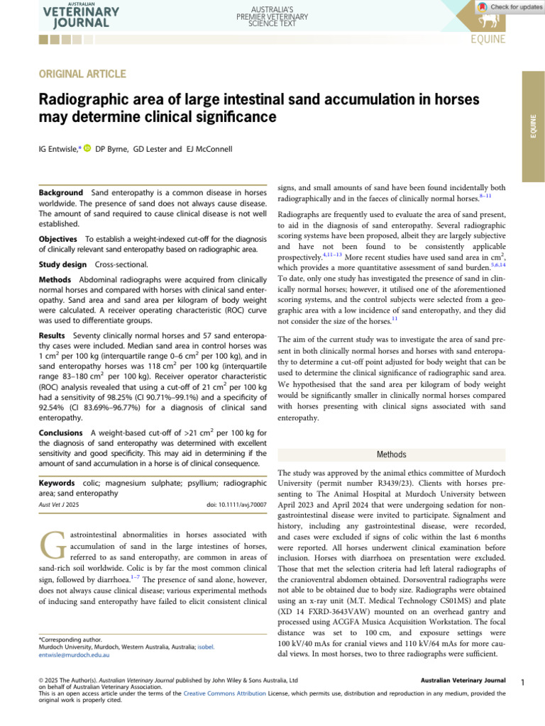 Sand Accumulation in Horses: Diagnosis Insights | PDF | Diseases And ...