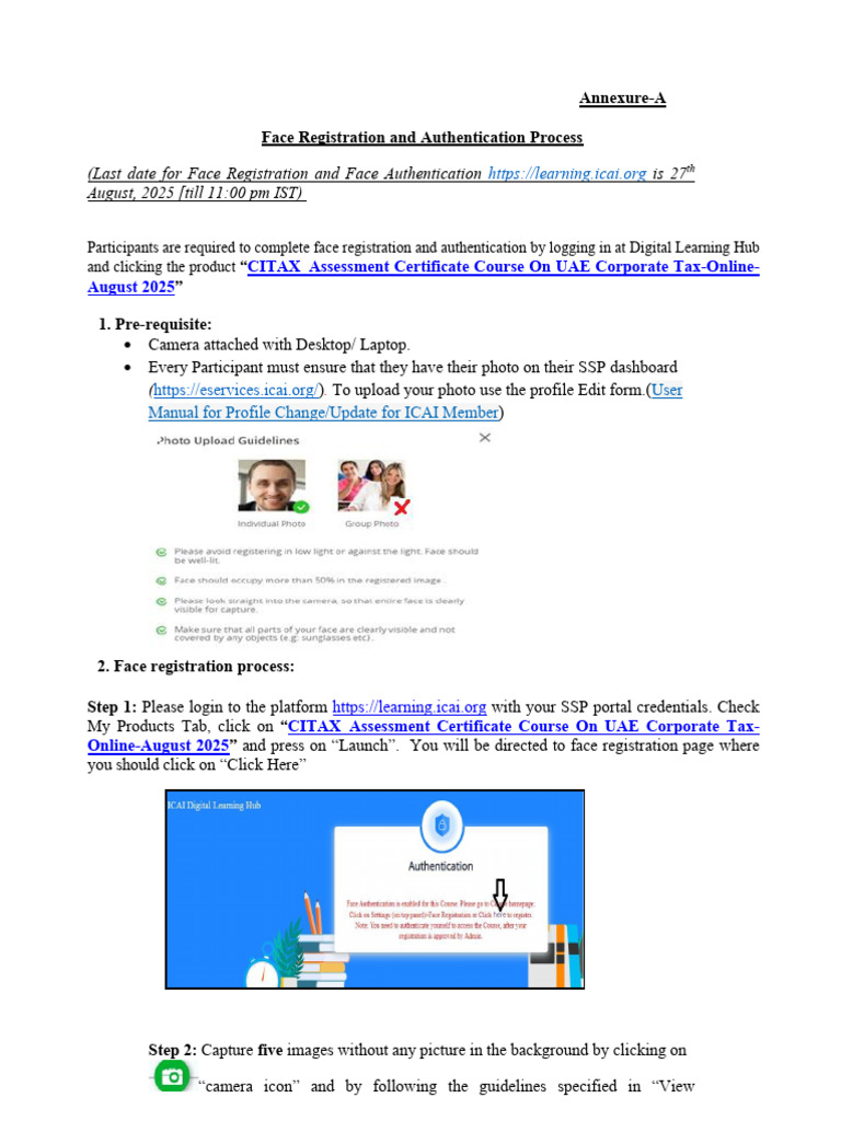Annexure A - Face Registration and Authentication Process - Online | PDF | Software | Computing