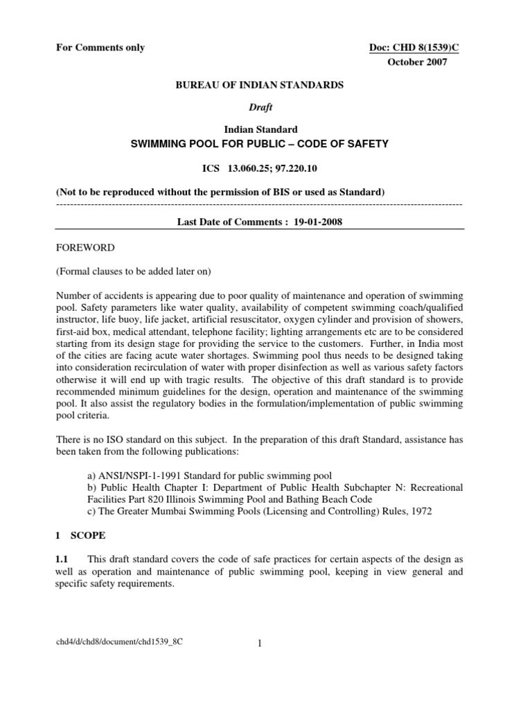 Indian Standards for Public Swimming Pools | PDF | Swimming Pool | Stairs
