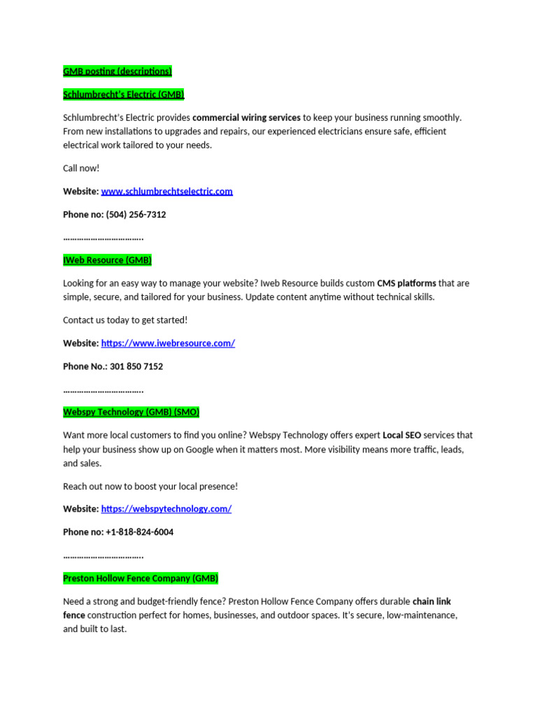 GMB Service Listings Overview | PDF | Bus | Transport