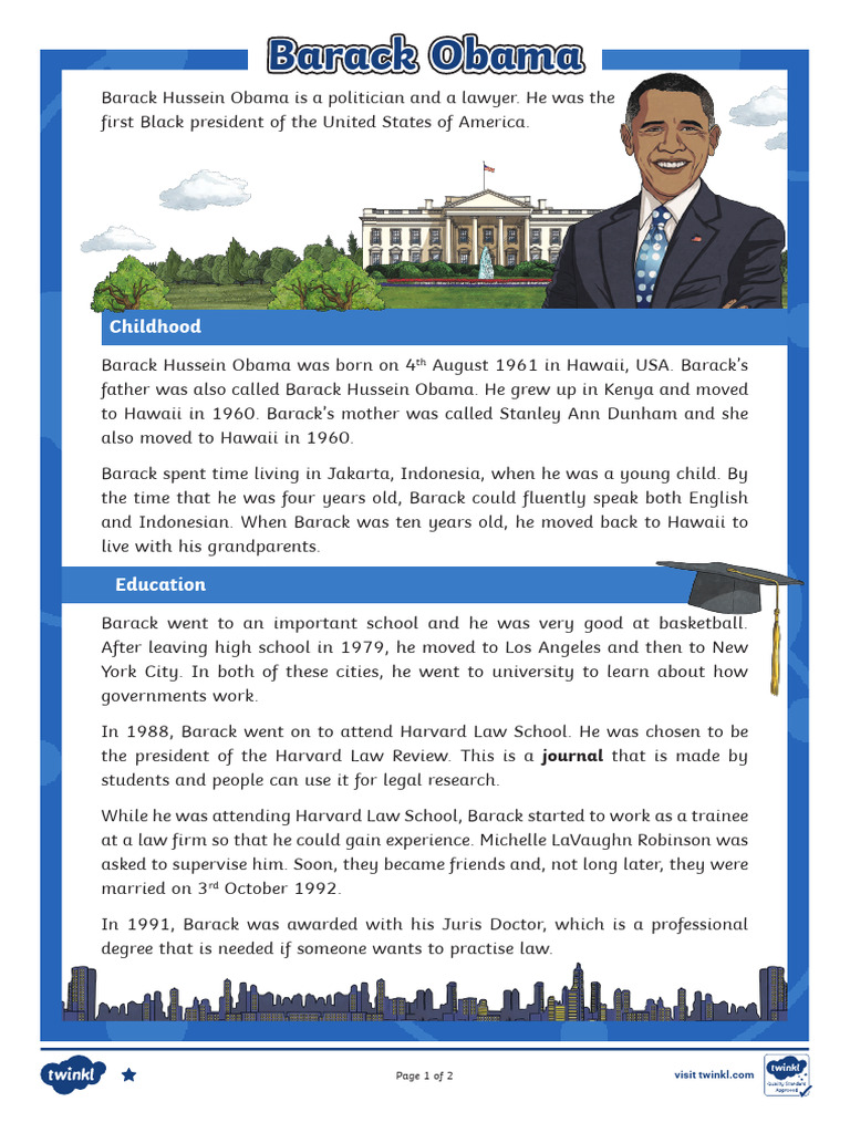 Barack Obama Reading Comprehension Questions | PDF | Barack Obama