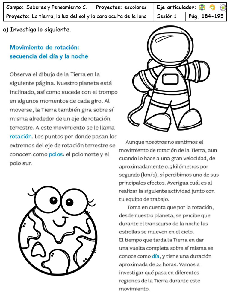 Proyecto: Tierra, Sol y Luna en 4° | PDF