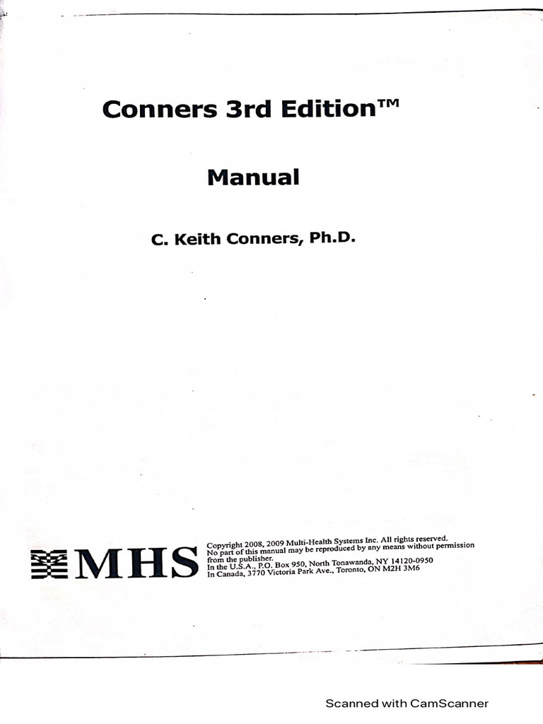 Conners 3 Manual - 250414 - 160220 | PDF